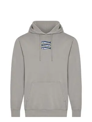 INGMARSON Sardines Organic Cotton Embroidered Hoodie - Grey