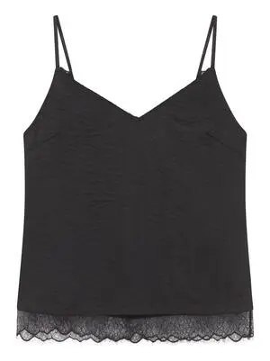LITTLE LIES Lace Trim Cami Top - Black