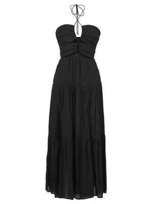 SMART AND JOY Front Cut-out Strappy Maxi Summer Dress - Black