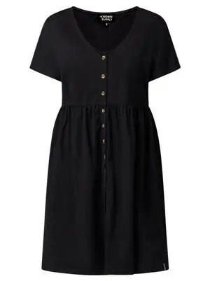 KNOWN SUPPLY Cotton Button Up Dress Josie - Black