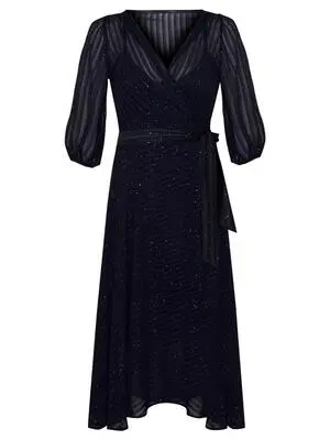 SACHA DRAKE Vivienne Wrap Dress In Navy Sparkle - Blue