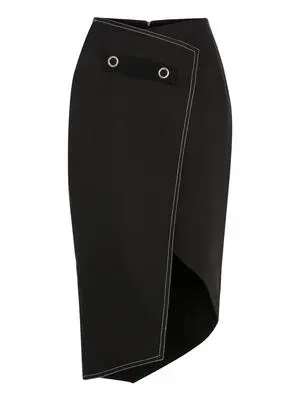 MIRIMALIST Wrap Pencil Midi Skirt - Black