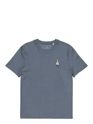 ANCHOR & CREW Heather Dapper Duck Actual Life Organic Cotton Embroidered T-shirt - Blue