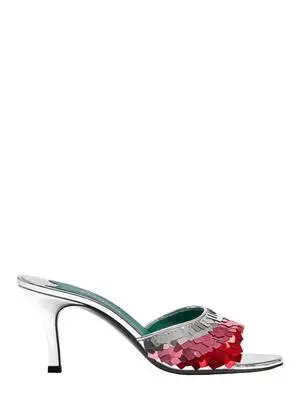 FLORRIE Bb 75mm Sequin Mule Pink, Red - Silver