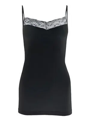 ZD ZERO DEFECTS Afrodita Lace Spaghetti Top V-neck – Silky Softness & Breathability Color - Black