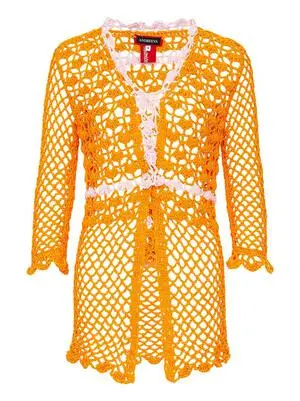 ANDREEVA California Poppy Handmade Crochet Shirt - Orange