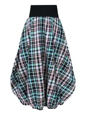 FROCK TALES Ram Parachute Skirt In Pastel Check - Black