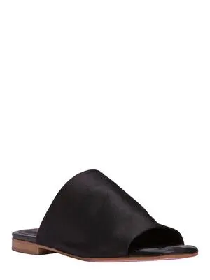BEAUTIISOLES BY ROBYN SHREIBER April Sandal Slide Comfortable Stretch Satin Beach & Work & Evening Flat Sandal Mule - Black