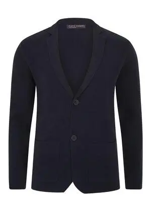 PAUL JAMES KNITWEAR Lightweight Merino Cashmere Federico Knitted Blazer Submarine Navy - Blue