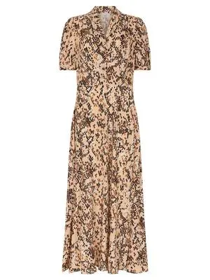 LILY AND LIONEL Neutrals Julia Button Down Snakeskin Print Maxi Dress - Brown