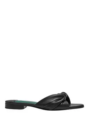 FLORRIE Emma Flat Leather Sandal - Black