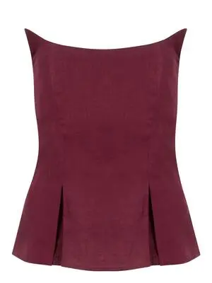 GUNDA HAFNER LTD Burgundy Linen Corset - Red