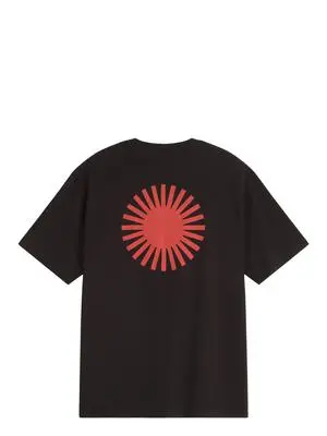 THINKING MU Aaron Red Back Sun T-shirt - Black
