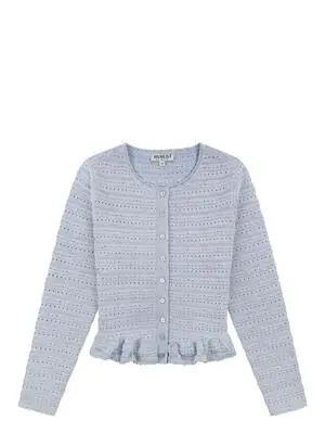 RAVE ON TREND Pointelle Cardigan - Blue
