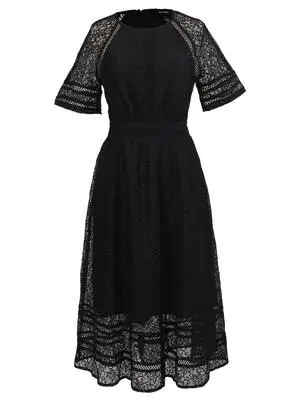 SMART AND JOY All-lace Flared Dress And Trims - Black