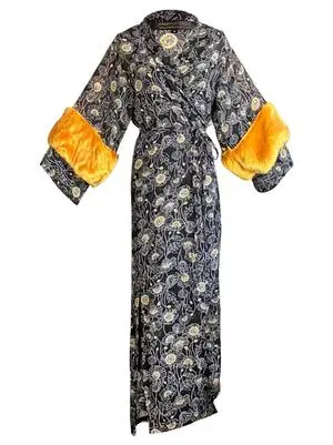 JENNAFER GRACE Marlene Wrap Dress In Golden Dandelion - Black