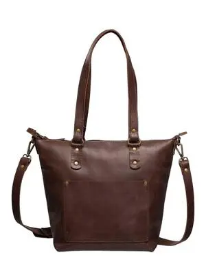 HIDES LEATHER CO. Handmade Large Leather Tote Shoulder Bag - Brown
