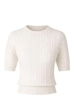 SACHA DRAKE Short Sleeve Chevron Knit Top In Ivory - White