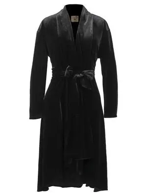 SMART AND JOY Wrap Velvet Dress And Ruffle Hem - Black