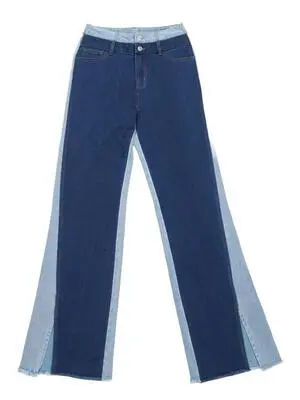 CIRCULAR PATH Loose Denim Wide Leg Pants Midnight -ice - Blue