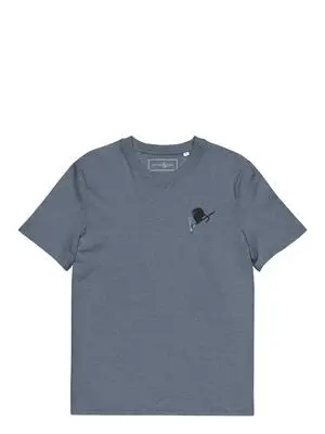 ANCHOR & CREW Heather Artist Monkey Organic Cotton Embroidered T-shirt - Blue