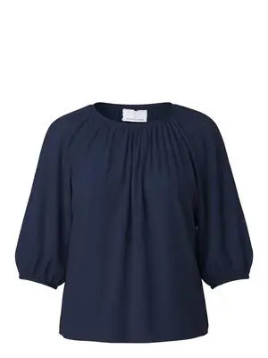 FRANCHETTI BOND Maddalena Puff Sleeve Shirt In Navy - Blue