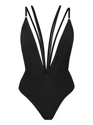LIA ARAM Minimalist Double Strap Bodysuit - Black