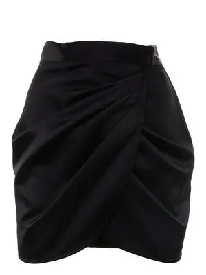 BRENDA AGRADI Wrap Evening Party Mini Skirt The Sculpture - Black