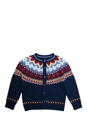 GIGI KNITWEAR Hilda Fair Isle Cardigan - Blue