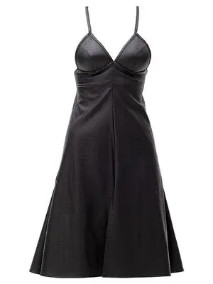 MAISON BOGOMIL Strappy Faux Leather Midi Dress - Black