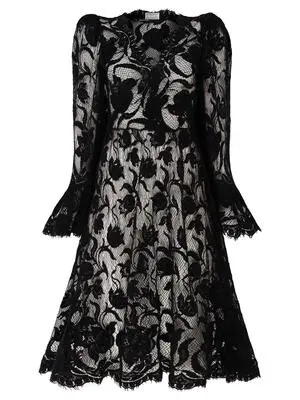 LISA THE LABEL Noire Magnolia Lace Dress With Silk Slip Lining - Black