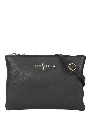 LUIS STEVEN Crossbody Pouch- Pebble Leather - Black