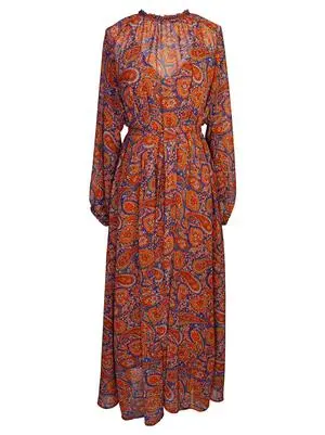 JENNAFER GRACE Blue / Red Sienna Paisley Midi Dress - Blue/red