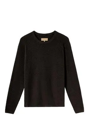 WESTON JON BOUCHER Ripley Crew Neck Cotton & Cashmere Sweater Slim Dark Earth - Black