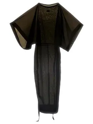 Chuks Collins Chiffon Convertible Batwing Dress - Black