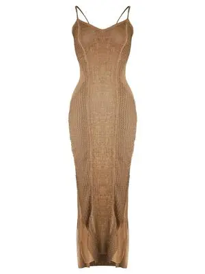 ZHENABIA Neutrals Armor Dress Desert Sand Boho Sexy Dress - Brown