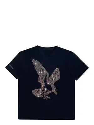 MIRACLES MANIFESTER Eagle Lucky Fengshui Rhinestoned T-shirt - Black
