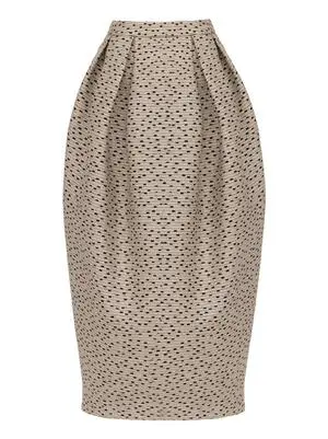 GEORGETTE Neutrals Sculptural Midi Pencil Skirt - Beige