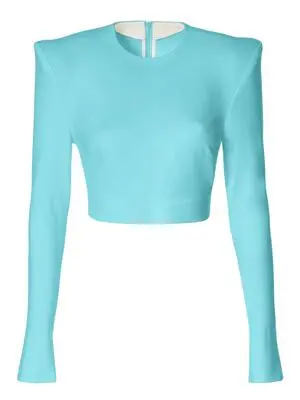 AGGI BY HALEWSKI Zoey Radiance Long Sleeve Crop Top - Blue