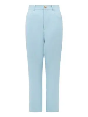 SOUR FIGS Medallion Button Tailored Cigarette Trousers In Powder - Blue