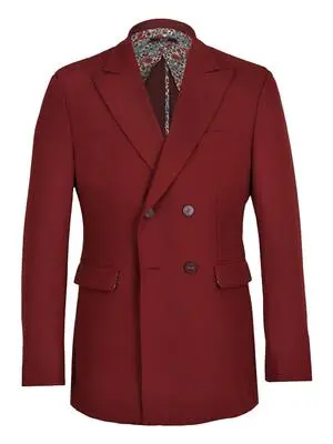 DAVID WEJ Ashford Relaxed Double-breasted Blazer – Burgundy - Red