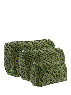 CYC Velvet Leopard Three Piece Travel Set - Green