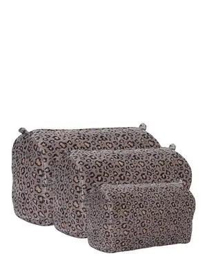 CYC Conscious Yoga Collective Velvet Leopard Print Travel Set Grey