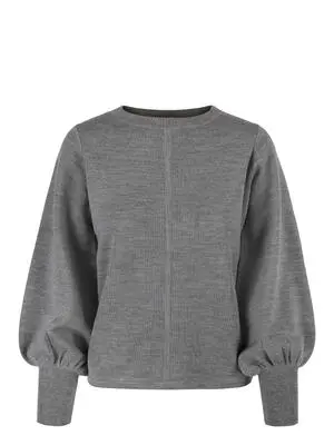 TIRILLM Alison" Merino Wool Sweater With Puffed Sleeves Melange - Grey