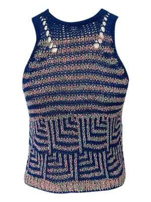 ESSIEN & EMRE Ezia Knitted Pattern Tank Top - Blue