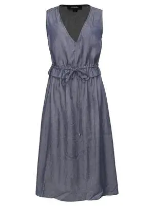SMART AND JOY V-neckline Adjustable Waist Midi Dress - Blue