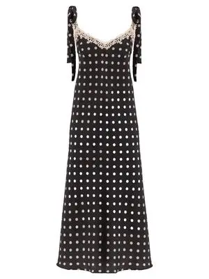 GEORGETTE Luna Dots Midi Dress - Black