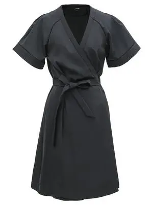 SMART AND JOY Short Minimalist Wrap Dress - Black