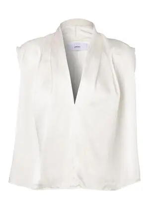 JORDAN Draped V-neck Silk Blouse - White