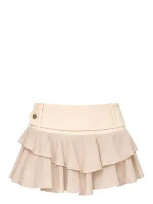 Carmen Says Solea Ruffle Denim Mini Skirt White